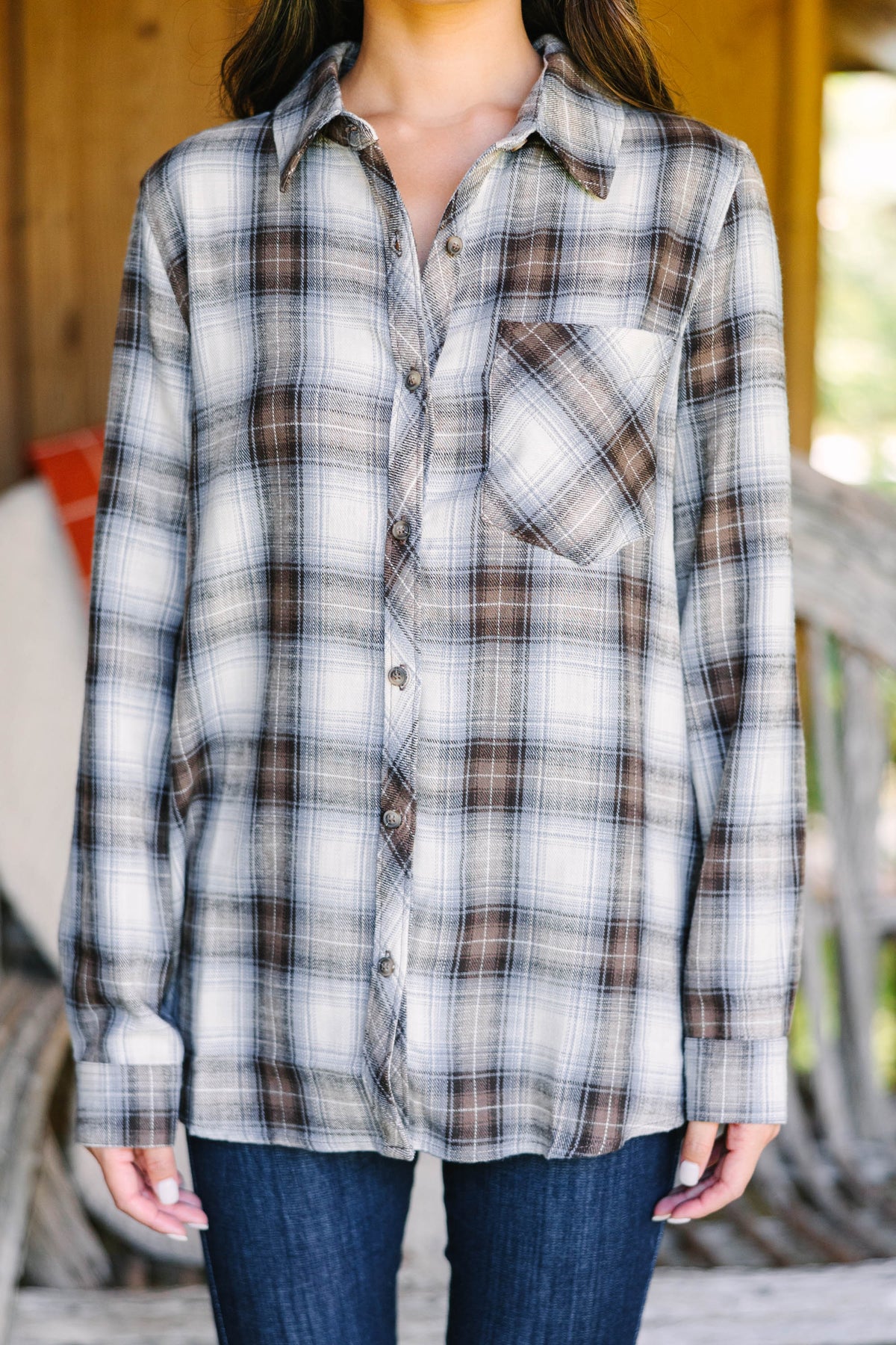 Make You Mine Slate Gray Plaid Top – Shop the Mint