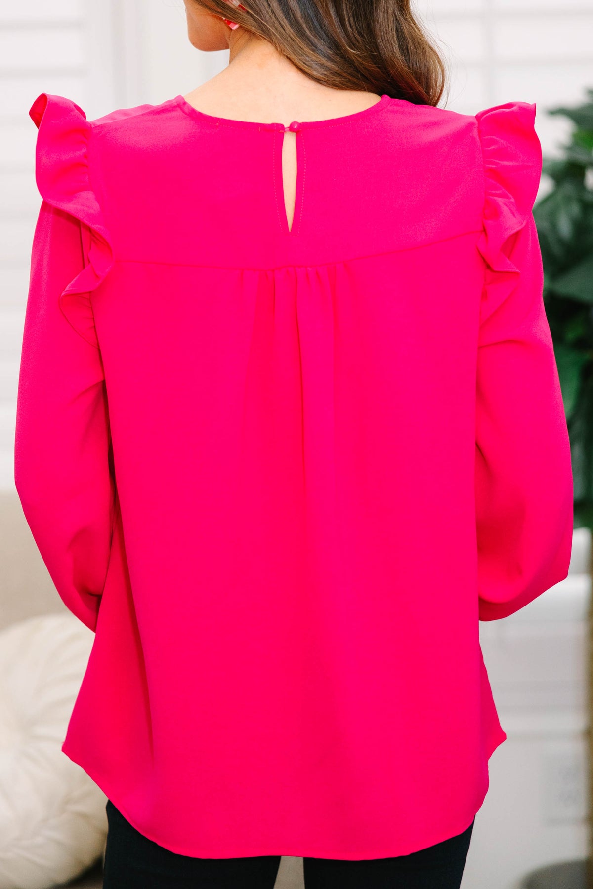 Feeling Important Fuchsia Pink Ruffled Blouse – Shop the Mint