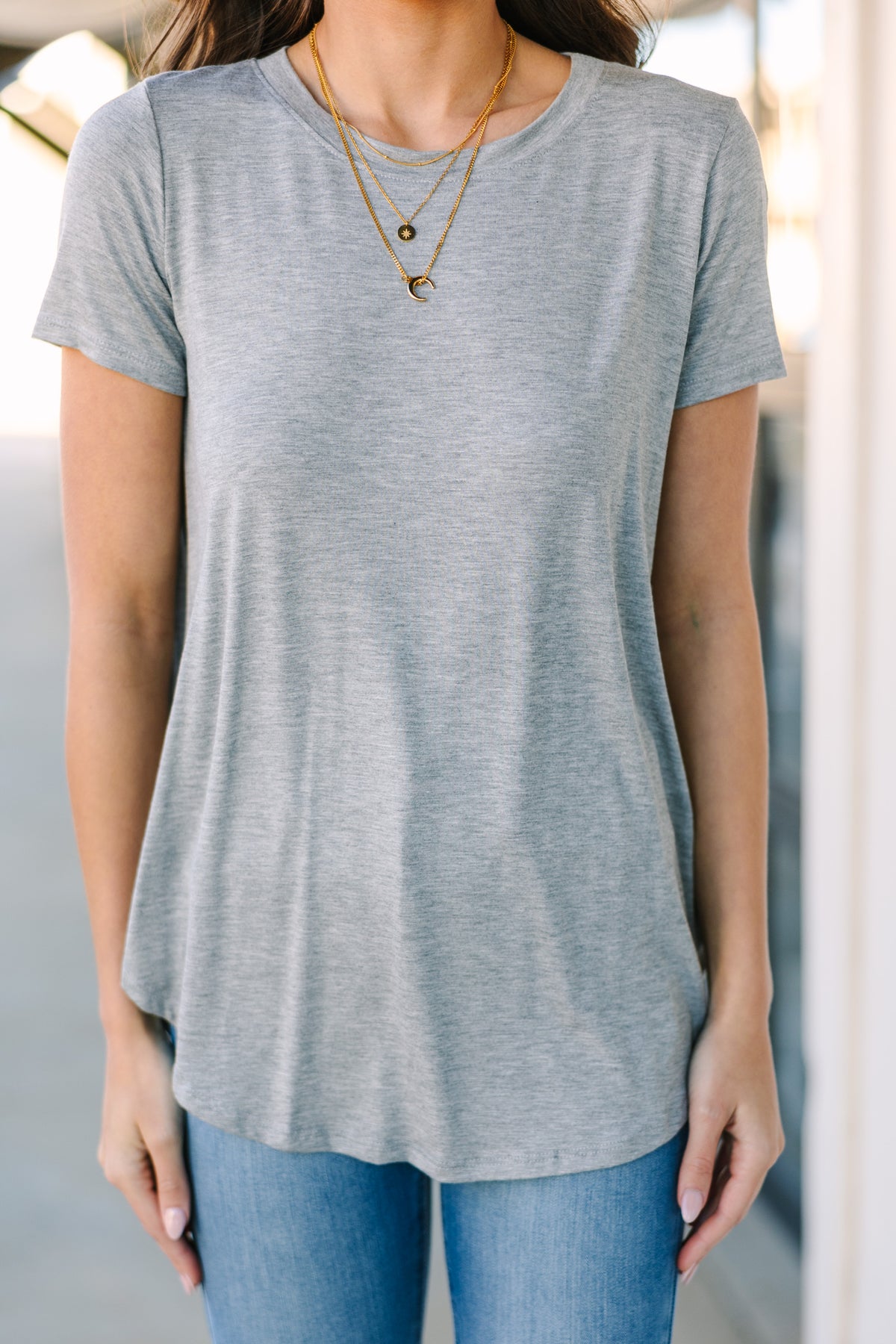 Let's Meet Later Heather Gray Top – Shop the Mint