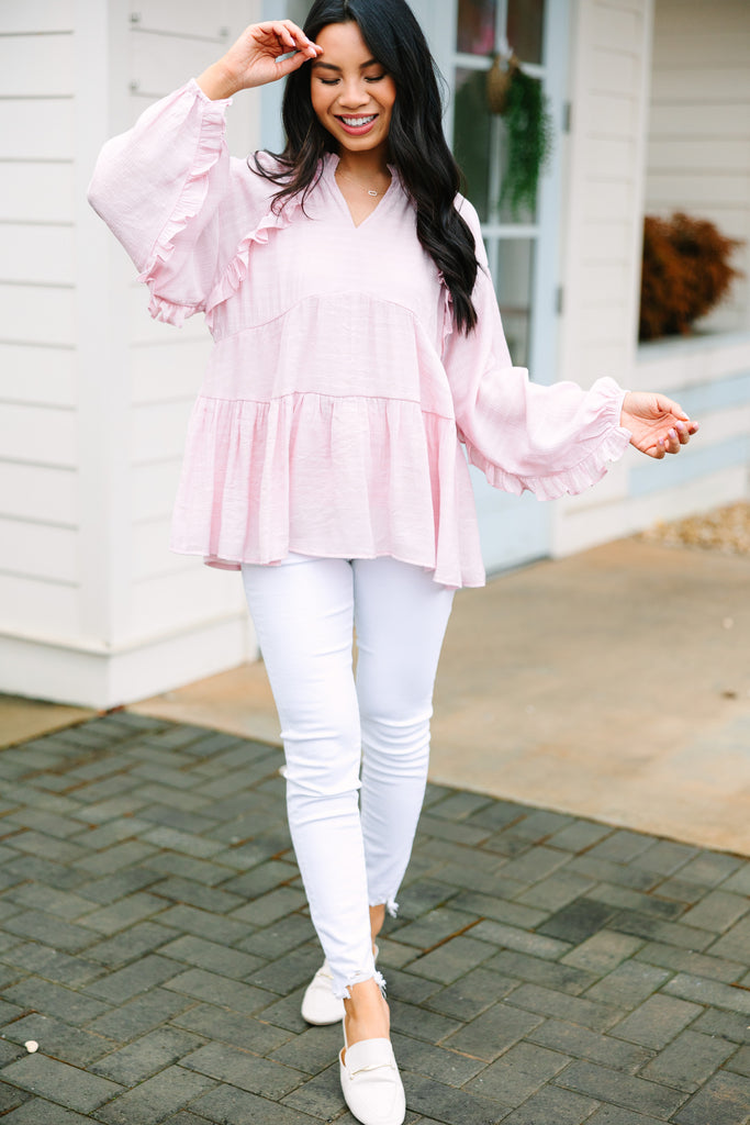 All Caught Up Blush Pink Ruffled Tunic – Shop the Mint