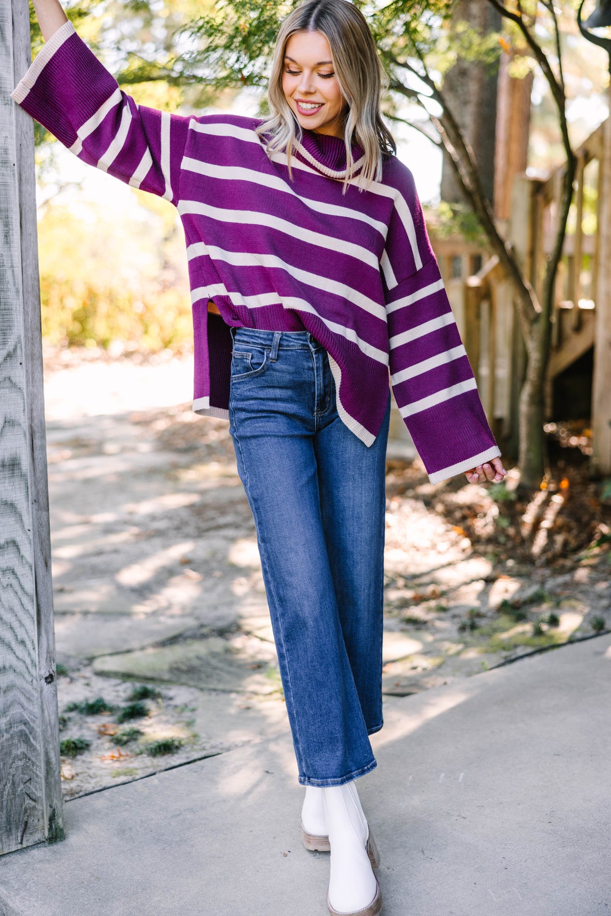 Listen To Me Plum Purple Striped Sweater – Shop the Mint