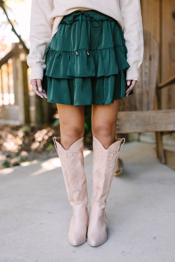 Take The Leap Hunter Green Satin Ruffled Skort – Shop the Mint