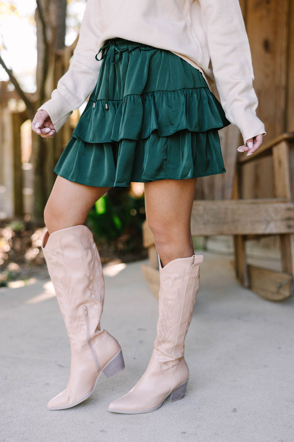 Take The Leap Hunter Green Satin Ruffled Skort – Shop the Mint