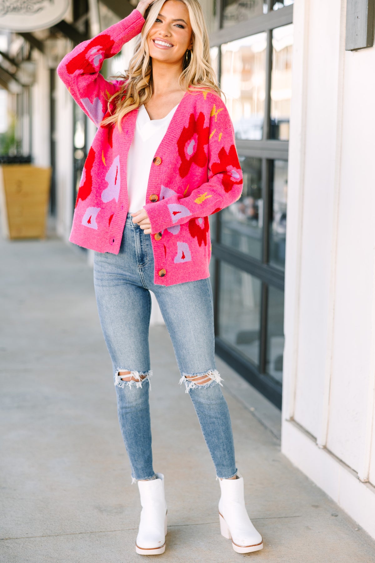 Take One Hot Pink Floral Cardigan – Shop the Mint