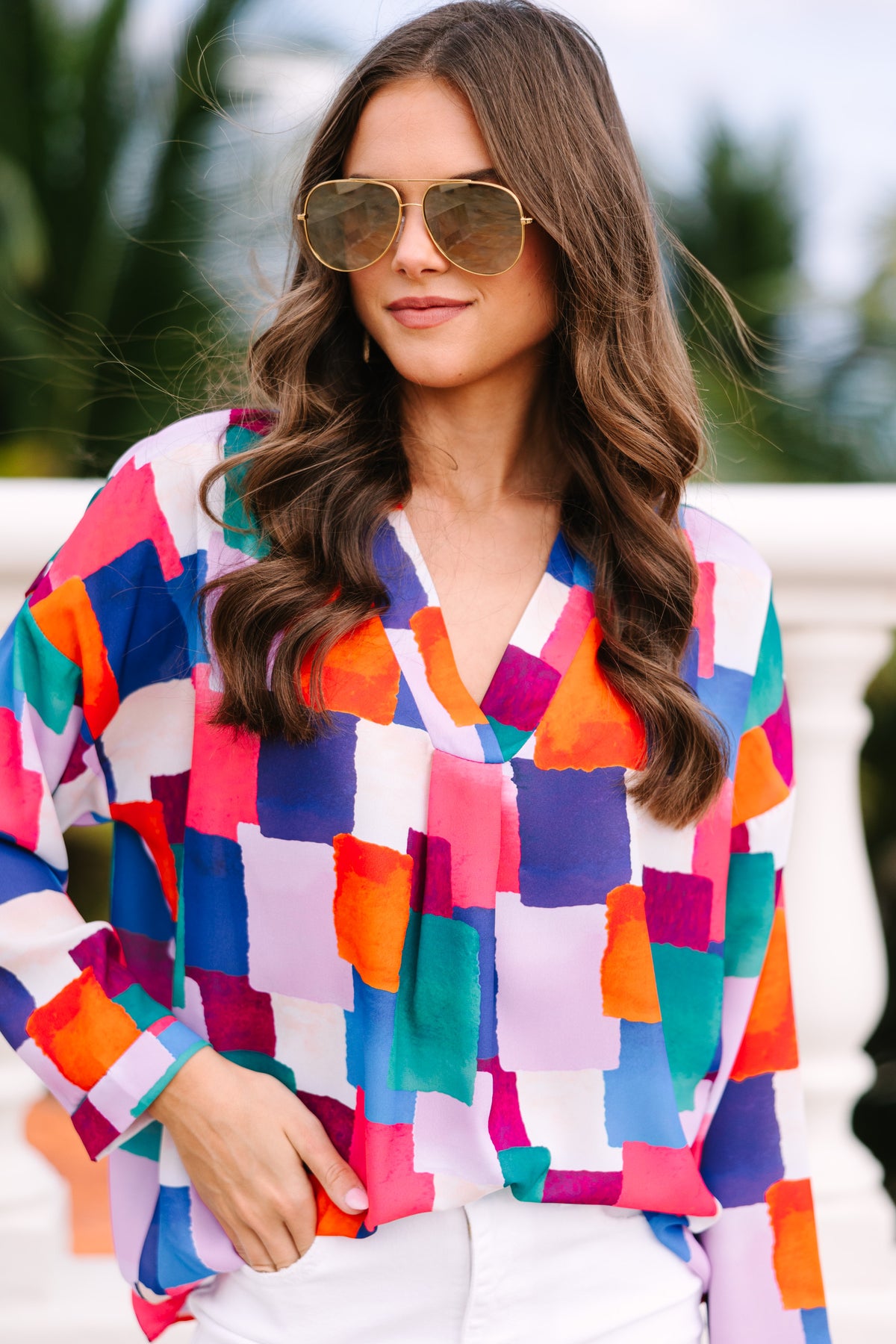 After It All Blue Multi Abstract Blouse – Shop the Mint
