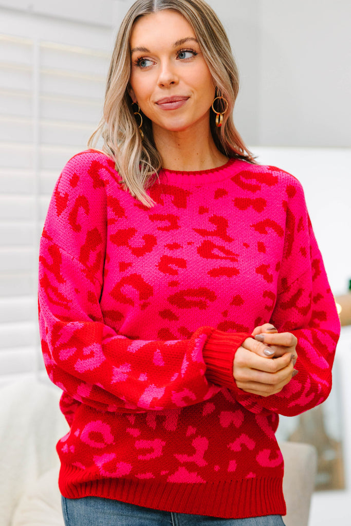 Tell Me Everything Hot Pink Leopard Sweater – Shop the Mint