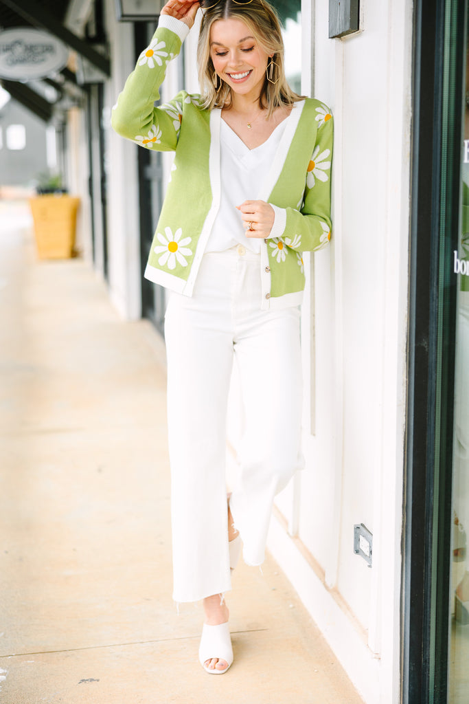 Feeling So Fun Lime Green Flower Cardigan – Shop the Mint