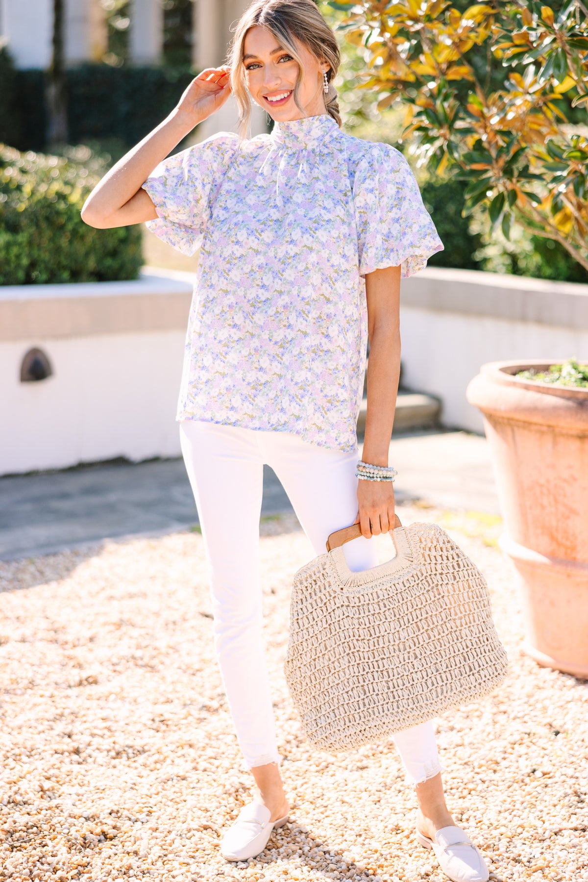 What You Need Blue Ditsy Floral Blouse – Shop the Mint