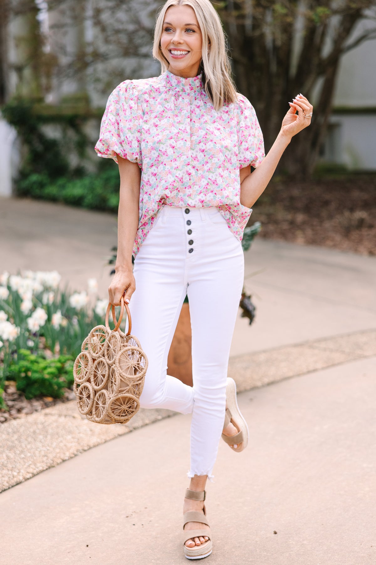 What You Need Pink Ditsy Floral Blouse – Shop the Mint