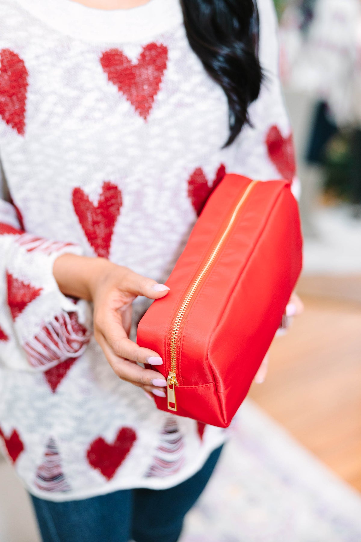 Let's Get Going Red Varsity Cosmetic Bag, Large – Shop the Mint