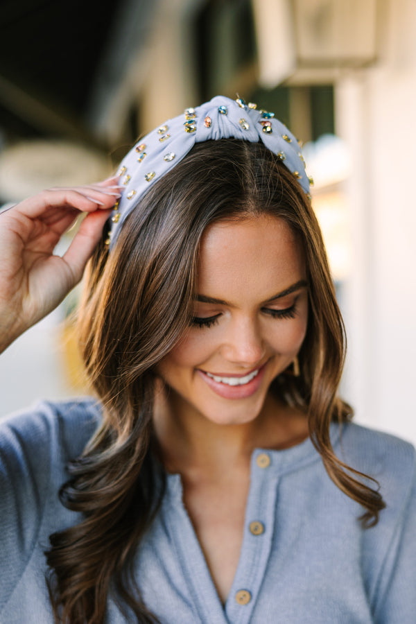 Can't Stop Your Shine Light Blue Rhinestone Headband – Shop the Mint