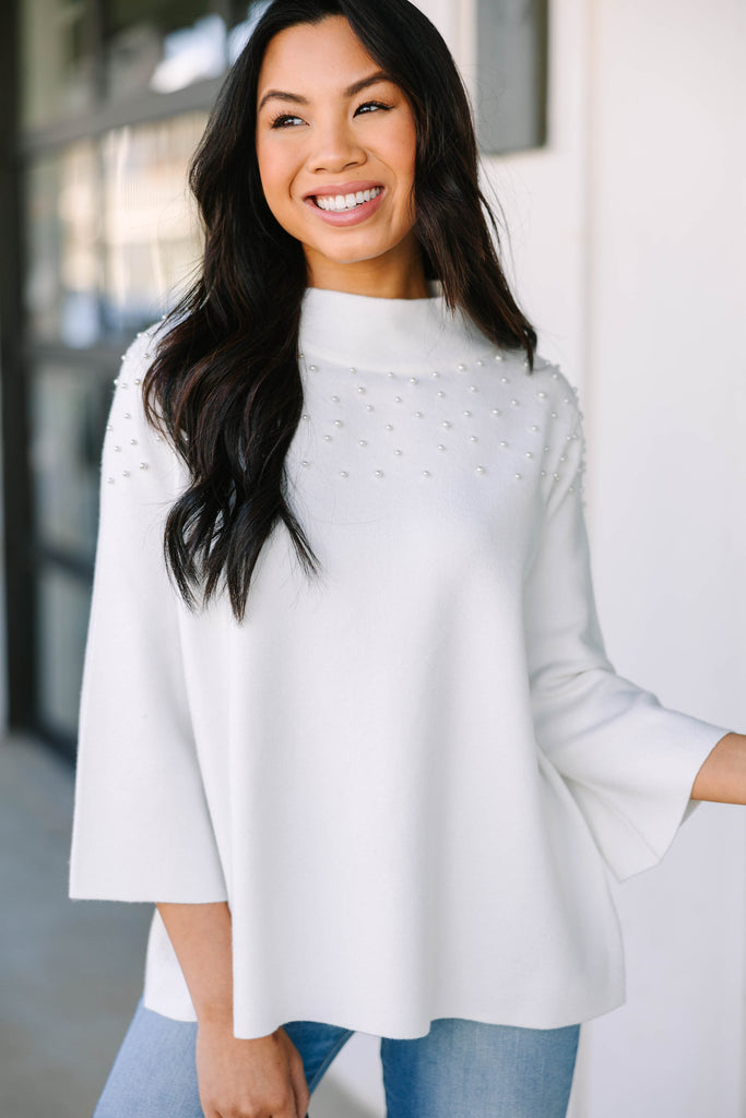 Doing It All Cream White Embellished Sweater – Shop the Mint