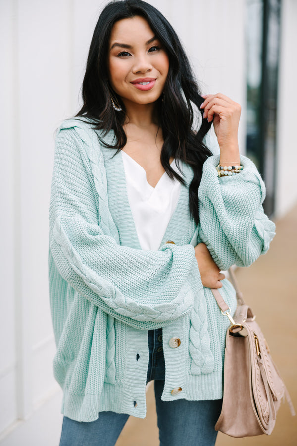 In Full Support Spring Mint Green Cable Knit Cardigan – Shop the Mint
