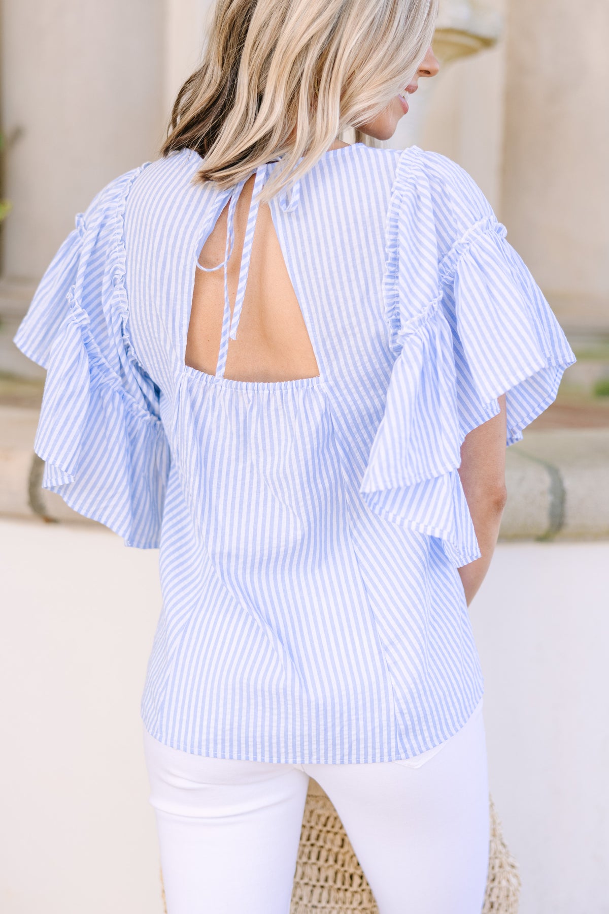 No Secrets Sky Blue Striped Top – Shop the Mint