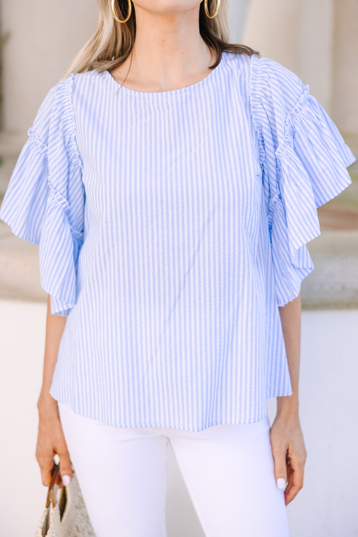 No Secrets Sky Blue Striped Top – Shop the Mint