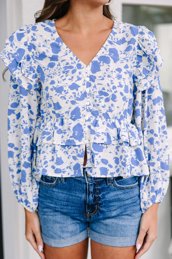 Stay There Blue Floral Blouse – Shop the Mint