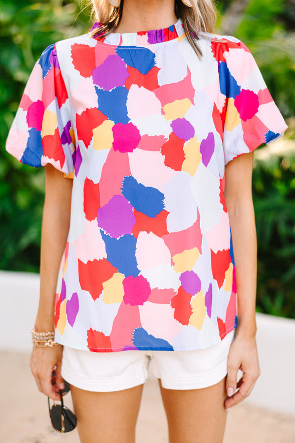 Bright Future Fuchsia Pink Abstract Blouse – Shop the Mint
