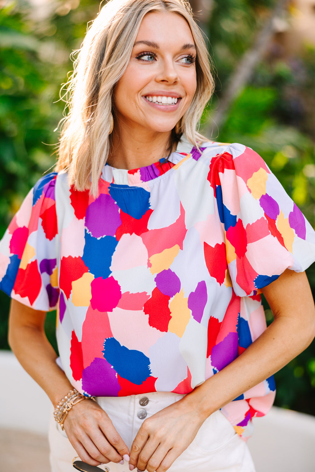 Bright Future Fuchsia Pink Abstract Blouse#N# #N# #N# #N# –#N# Shop The ...