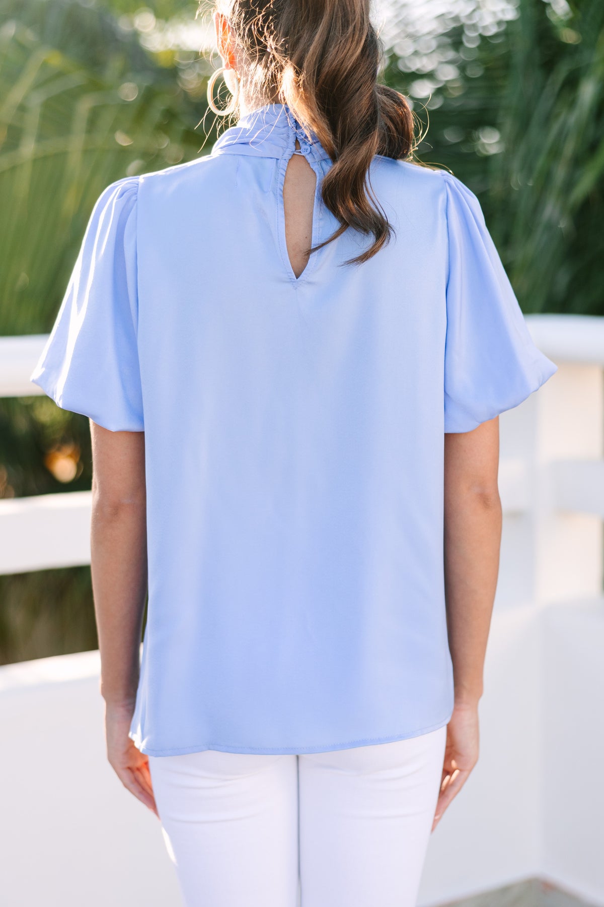 Tell Me More Light Blue Satin Blouse – Shop the Mint