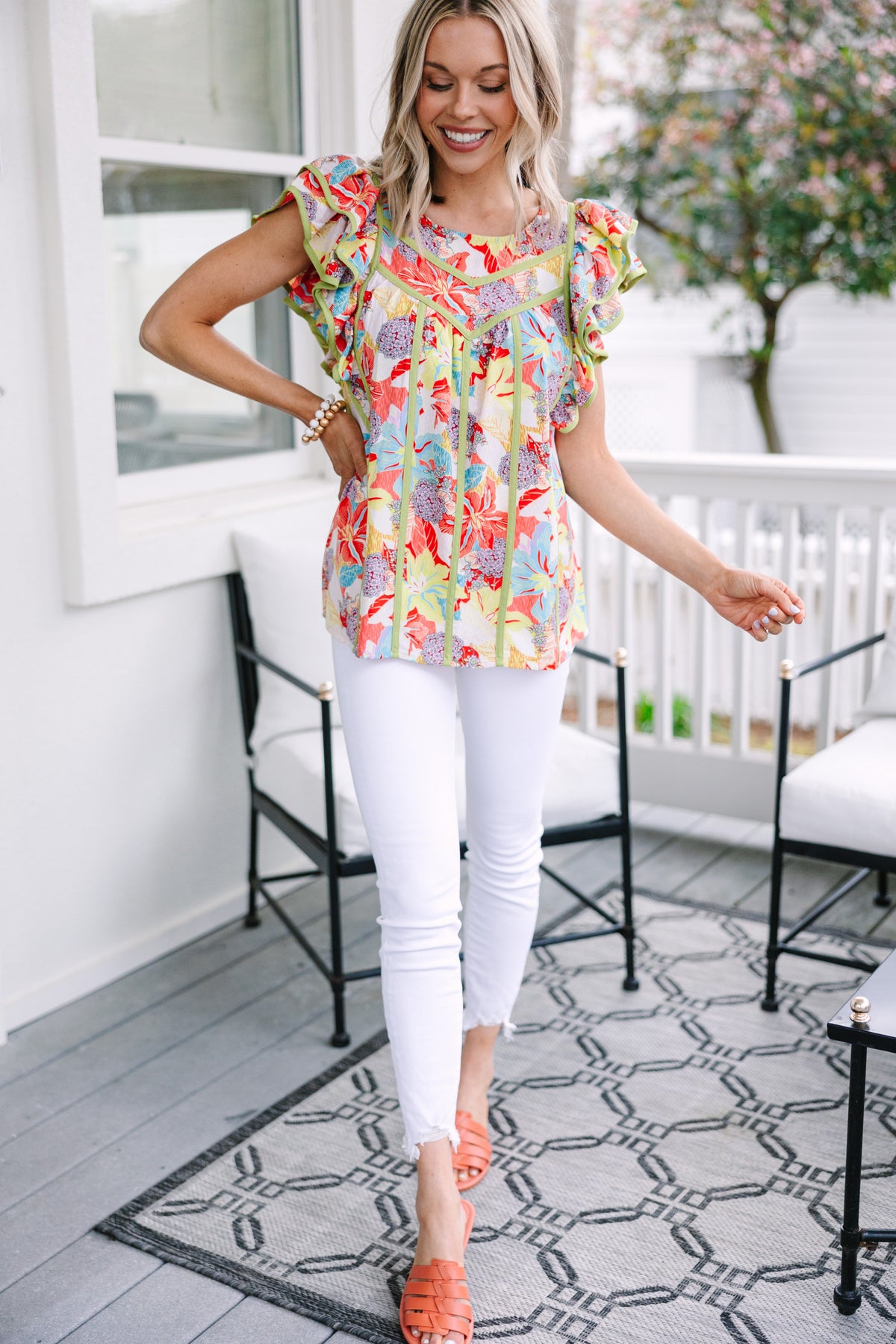 No Pressure Chartreuse Yellow Floral Blouse – Shop the Mint
