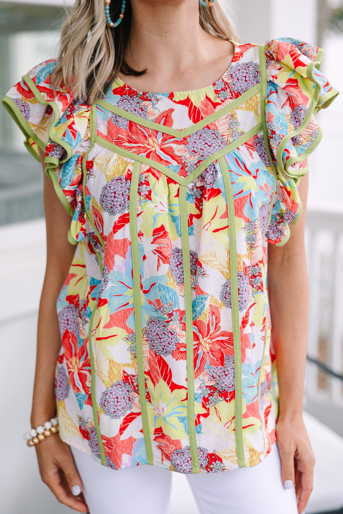 No Pressure Chartreuse Yellow Floral Blouse – Shop the Mint