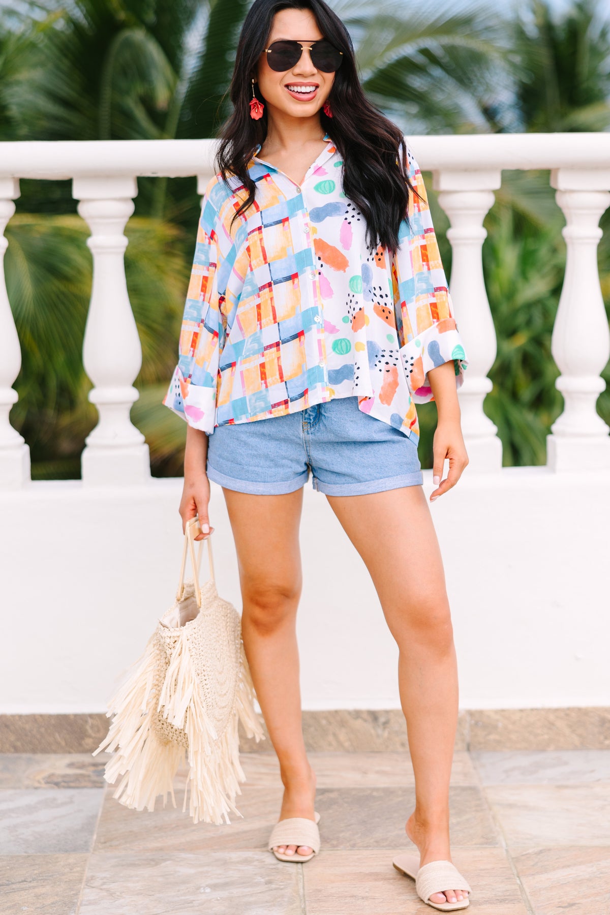 The Time Is Here Blue Abstract Blouse – Shop the Mint