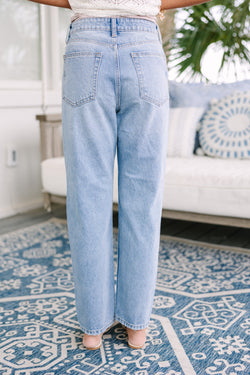 Just Black Denim: All Vibes Light Wash Distressed Straight Leg Jeans ...