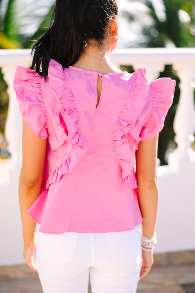 Here For You Pink Ruffled Top – Shop the Mint