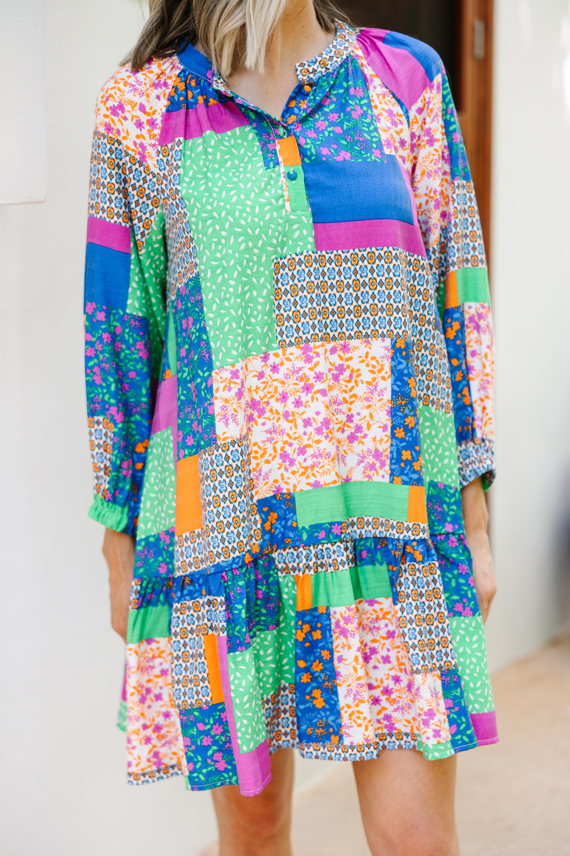 All In Good Time Green Patchwork Dress#N# #N# #N# #N# –#N# Shop The Mint