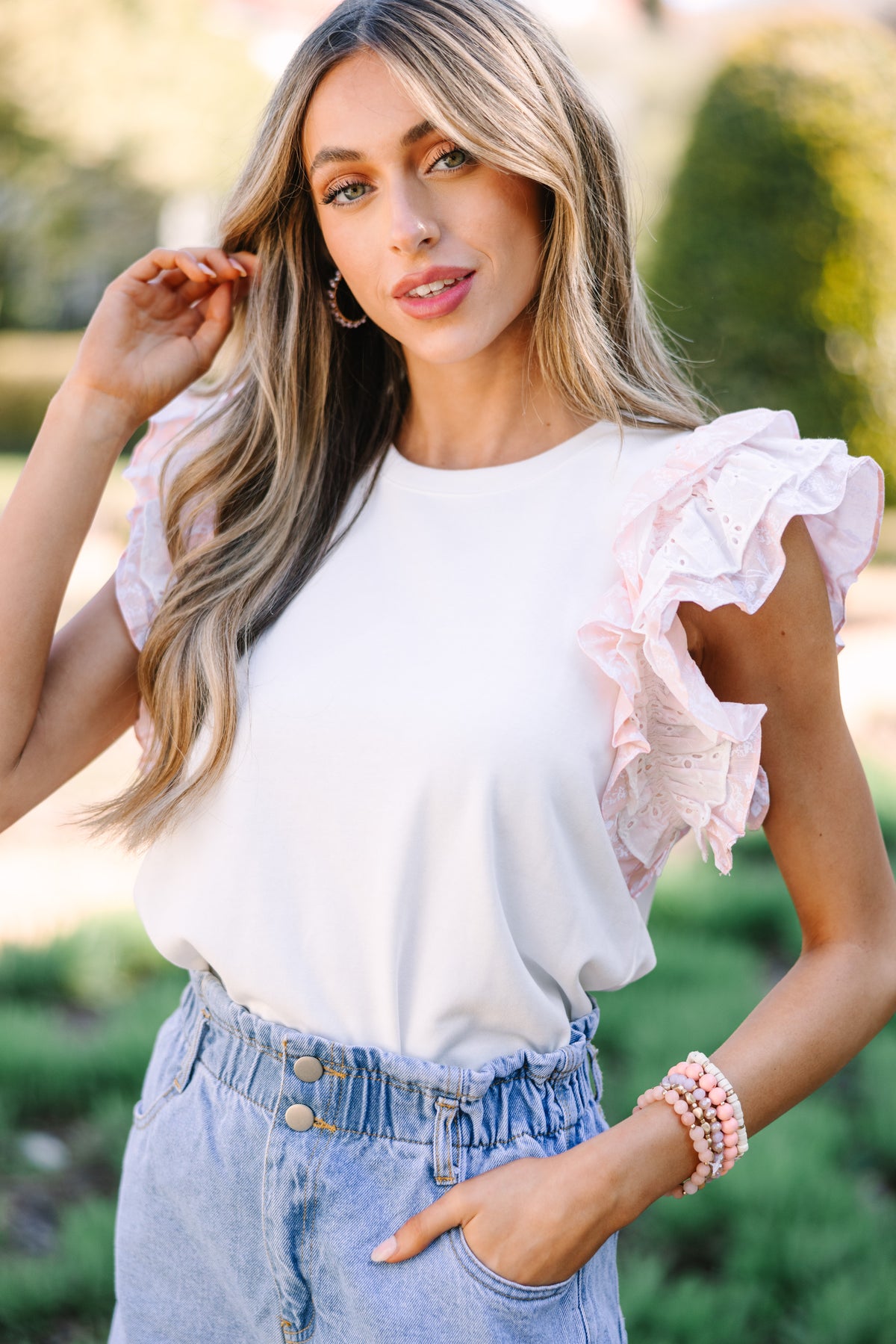 Stay Together Cream White Ruffled Top – Shop the Mint