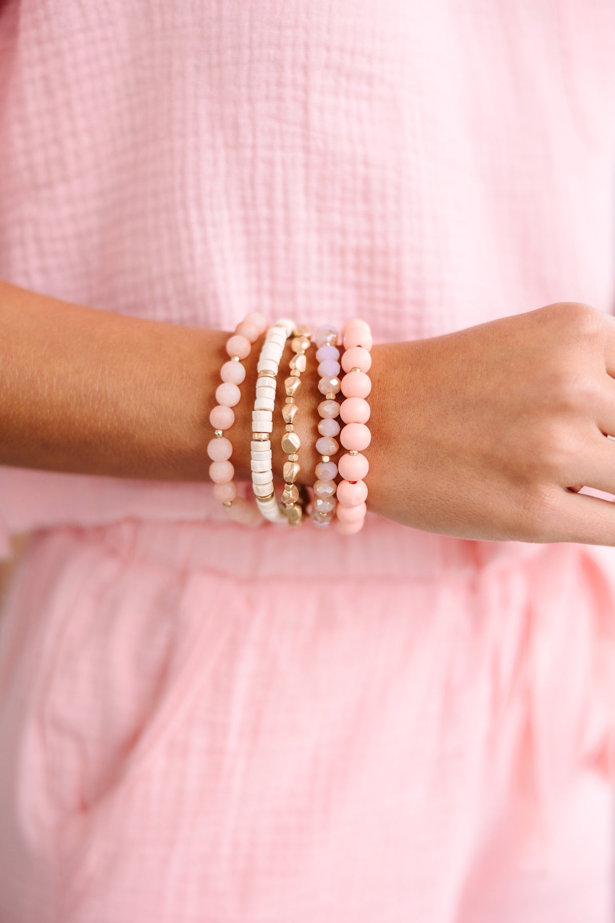At Peace Pink Beaded Bracelet Set – Shop the Mint