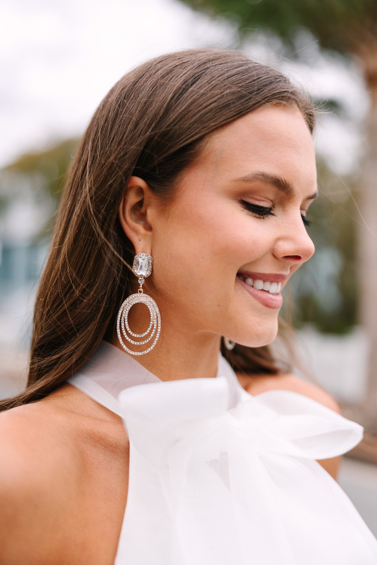 Hold Your Gaze Gold Rhinestone Earrings – Shop The Mint