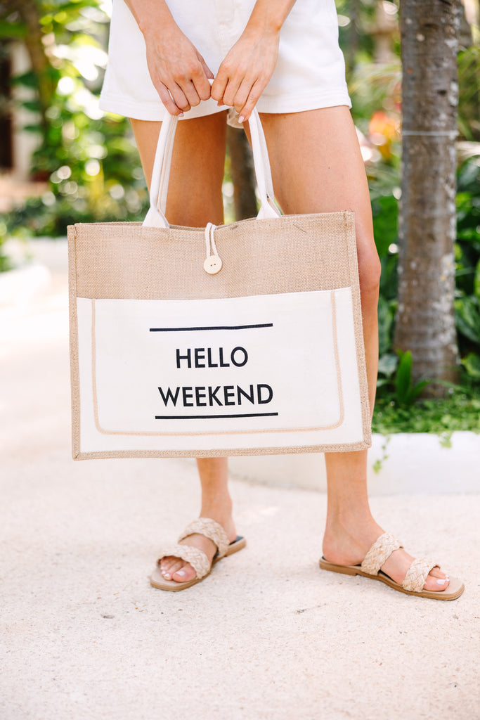 Hello Weekend Ivory White Tote – Shop the Mint