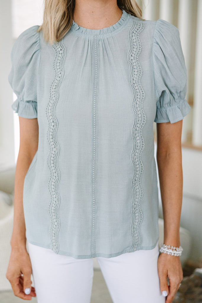 Wish You Were Here Light Blue Crochet Blouse – Shop the Mint