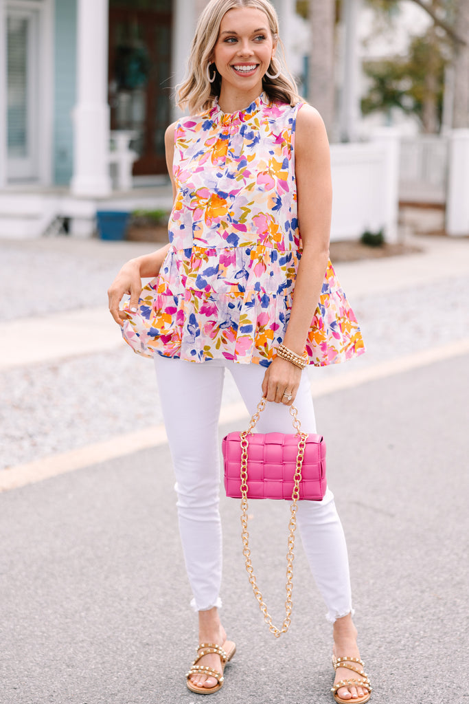 Get A Reaction Pink Floral Tiered Tank – Shop the Mint
