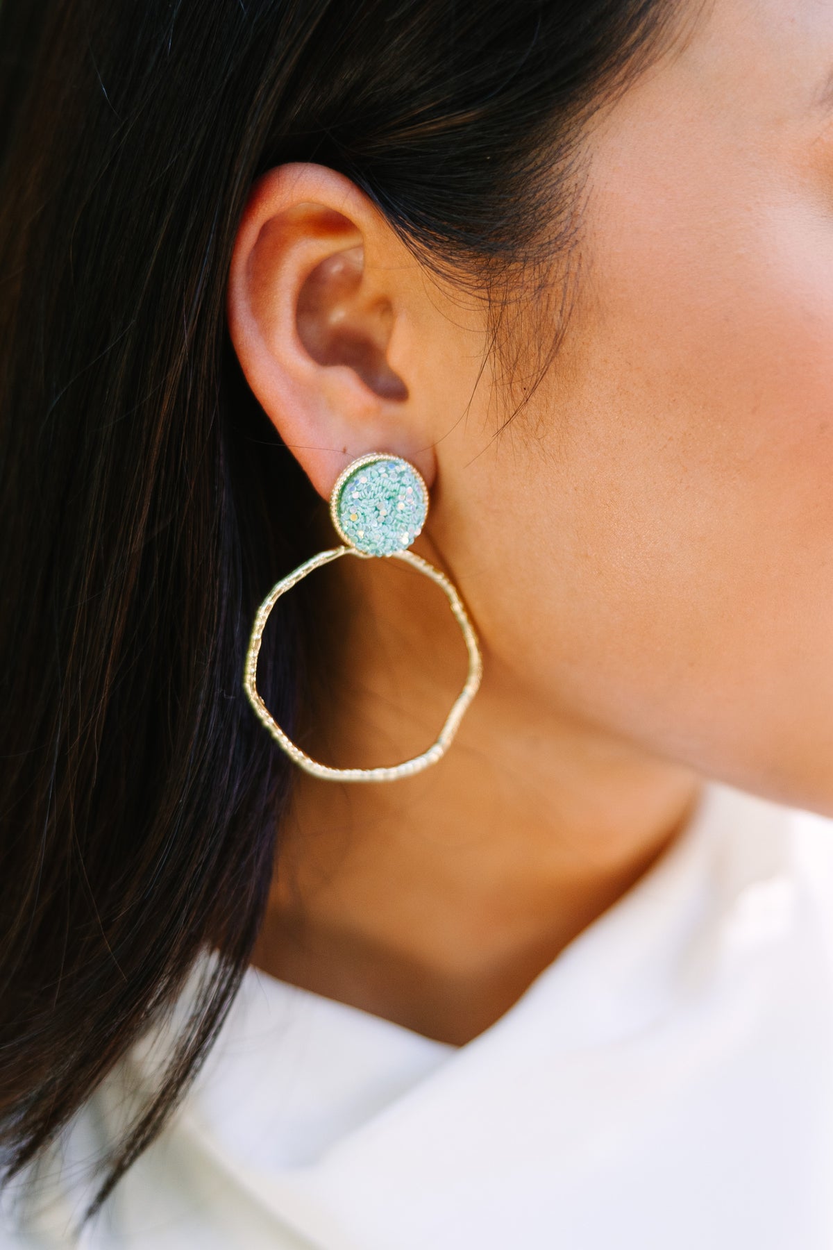 Taylor Shaye Designs: Spring Glitter Gold Hoop Earrings – Shop the Mint