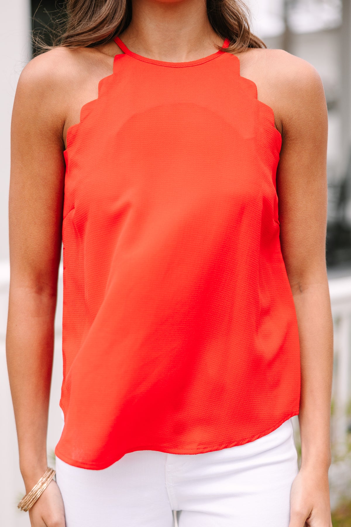 Good News Red Orange Scalloped Tank – Shop the Mint