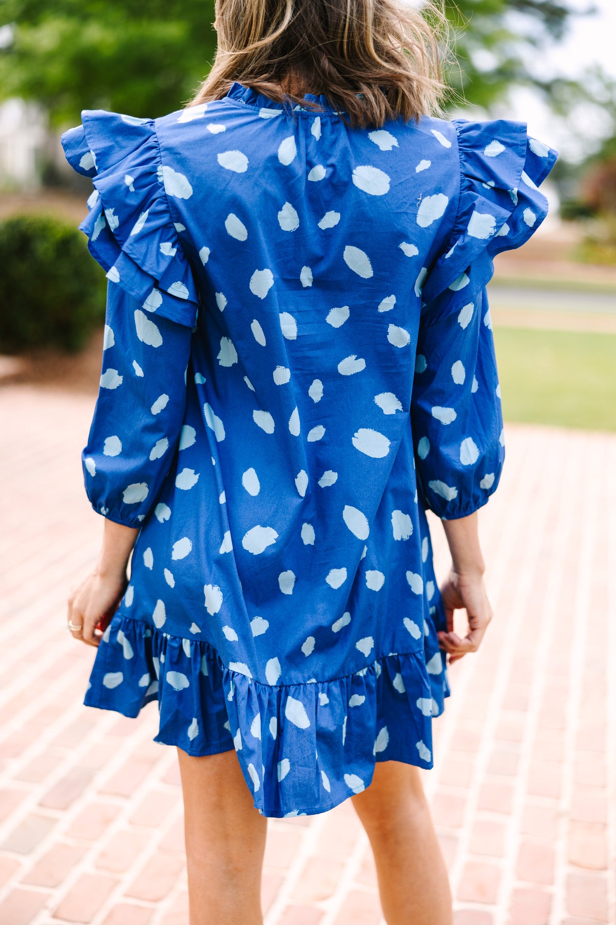 Protect Your Heart Navy Blue Spotted Dress – Shop the Mint
