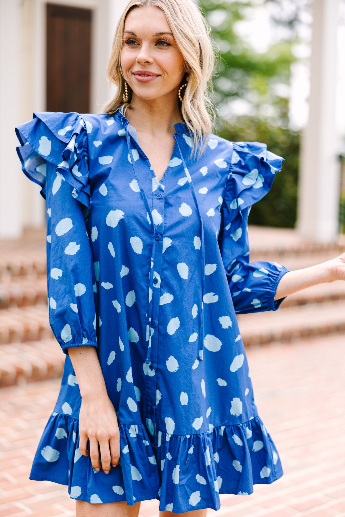 Protect Your Heart Navy Blue Spotted Dress – Shop the Mint