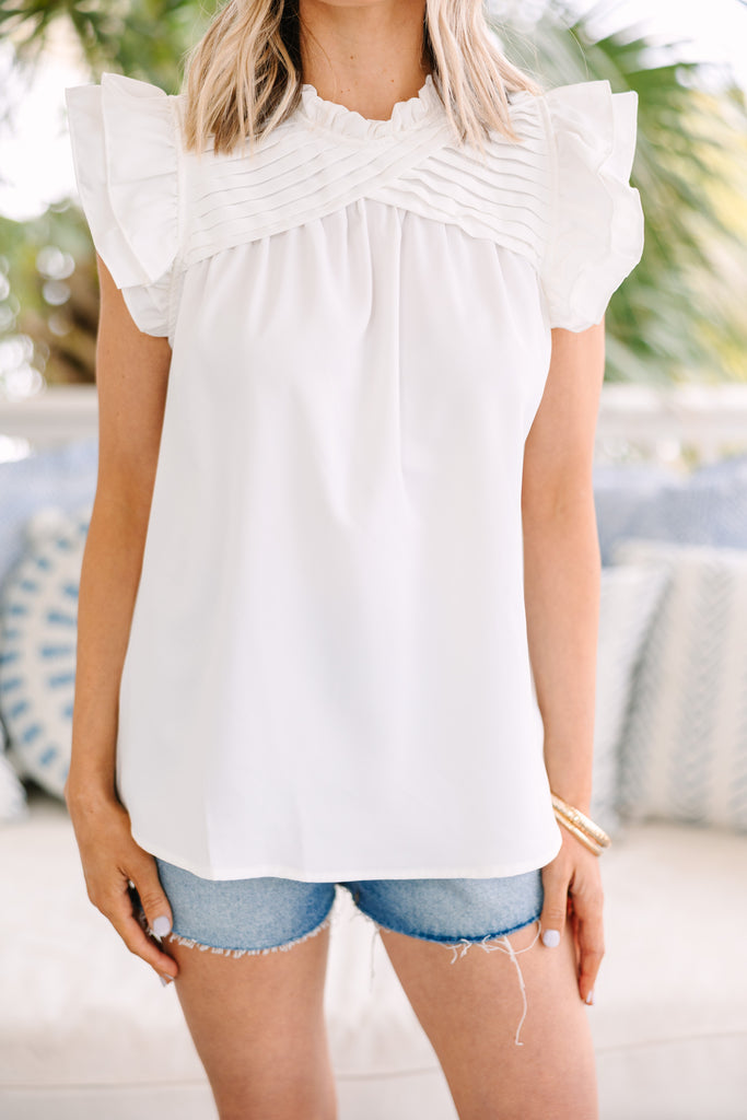 Tell You Everything White Ruffled Blouse – Shop the Mint