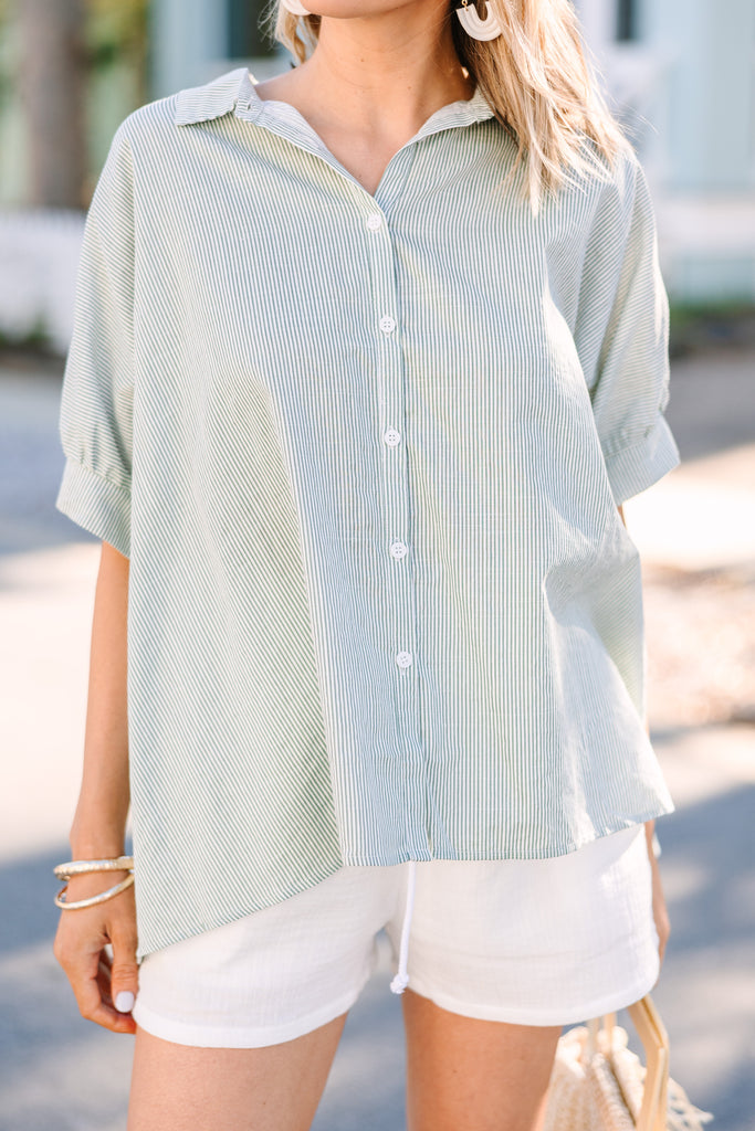 Get Going Mint Green Striped Button Down Top – Shop the Mint