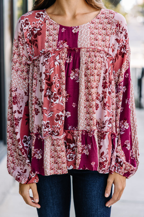 Must Have Rosewood Pink Mixed Print Top - Pretty Fall Tops – Shop the Mint