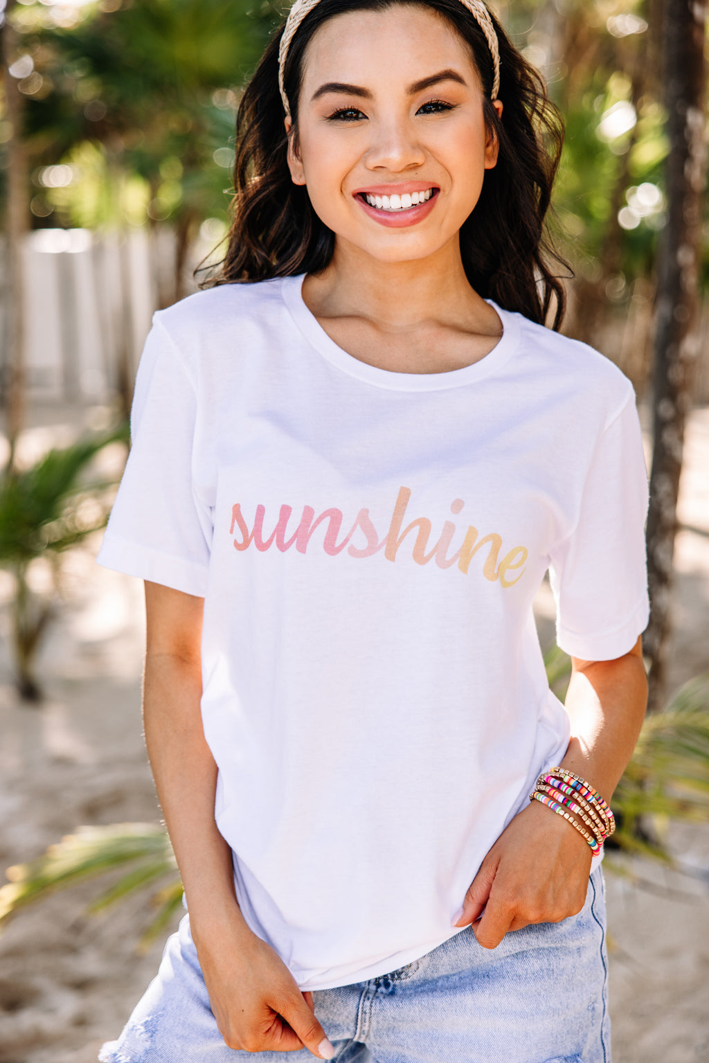Sunshine White Graphic Tee - Summer Graphic Tees – Shop The Mint