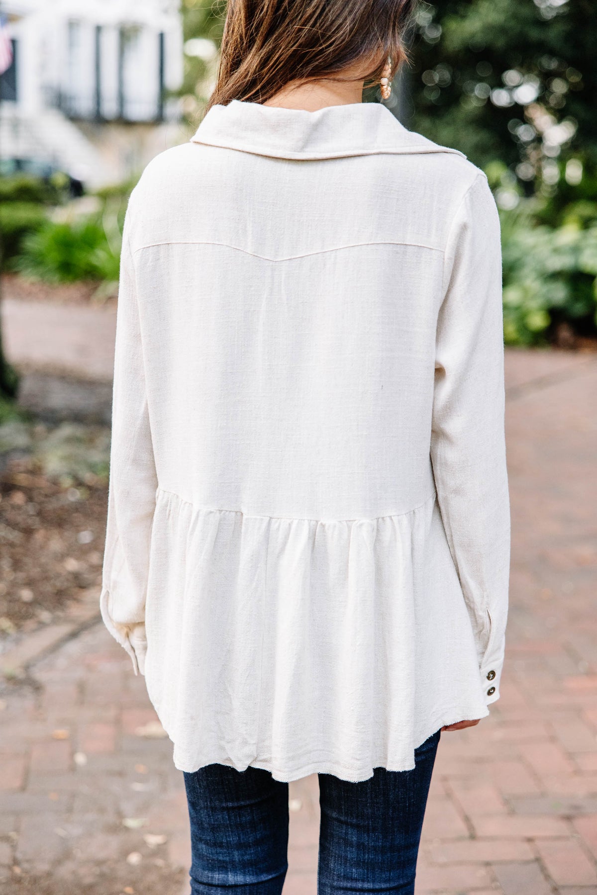Comfy Oatmeal White Linen Top - Causal Fall Tops – Shop the Mint
