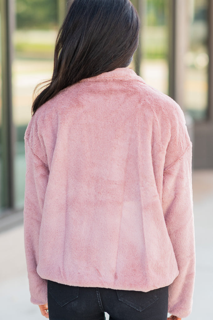 Fuzzy Soft Mauve Pink Teddy Jacket – Shop the Mint