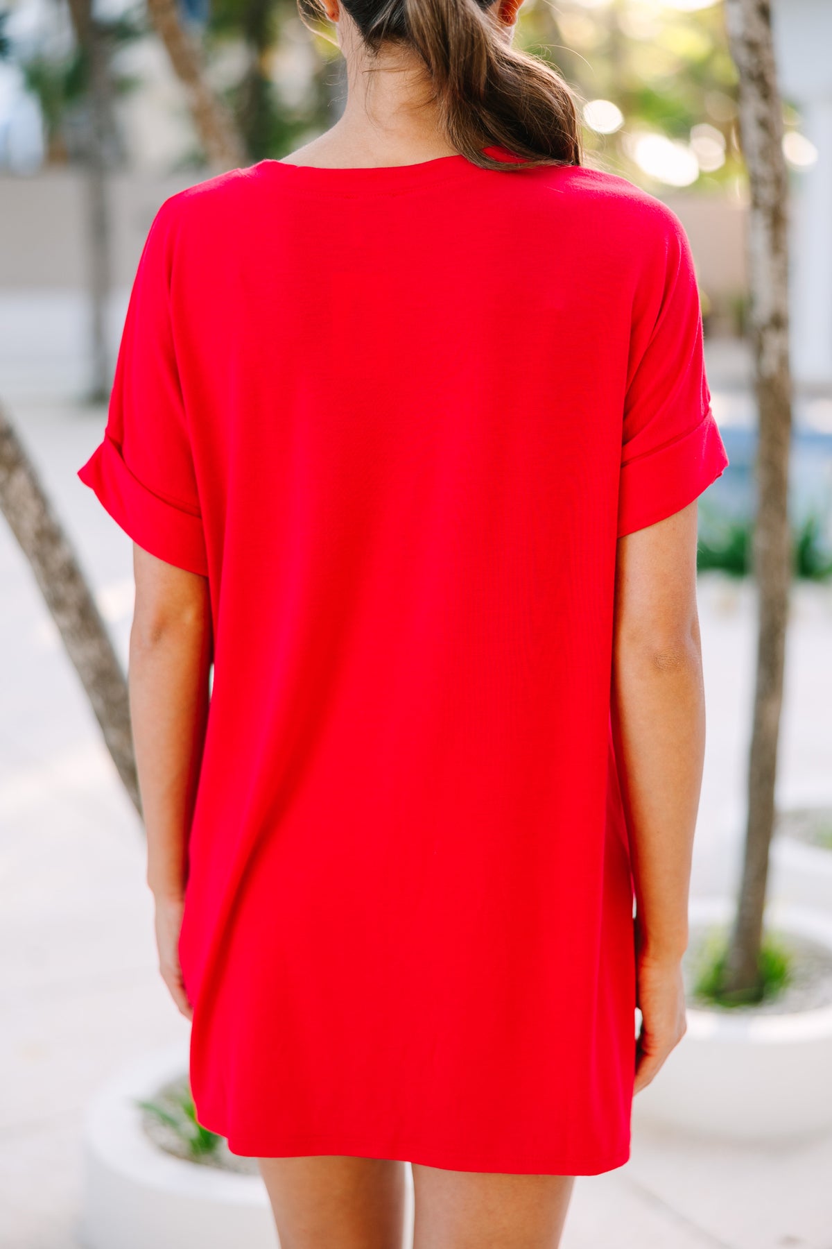 Classic Ruby Red V-Neck Top - Short Sleeves – Shop the Mint
