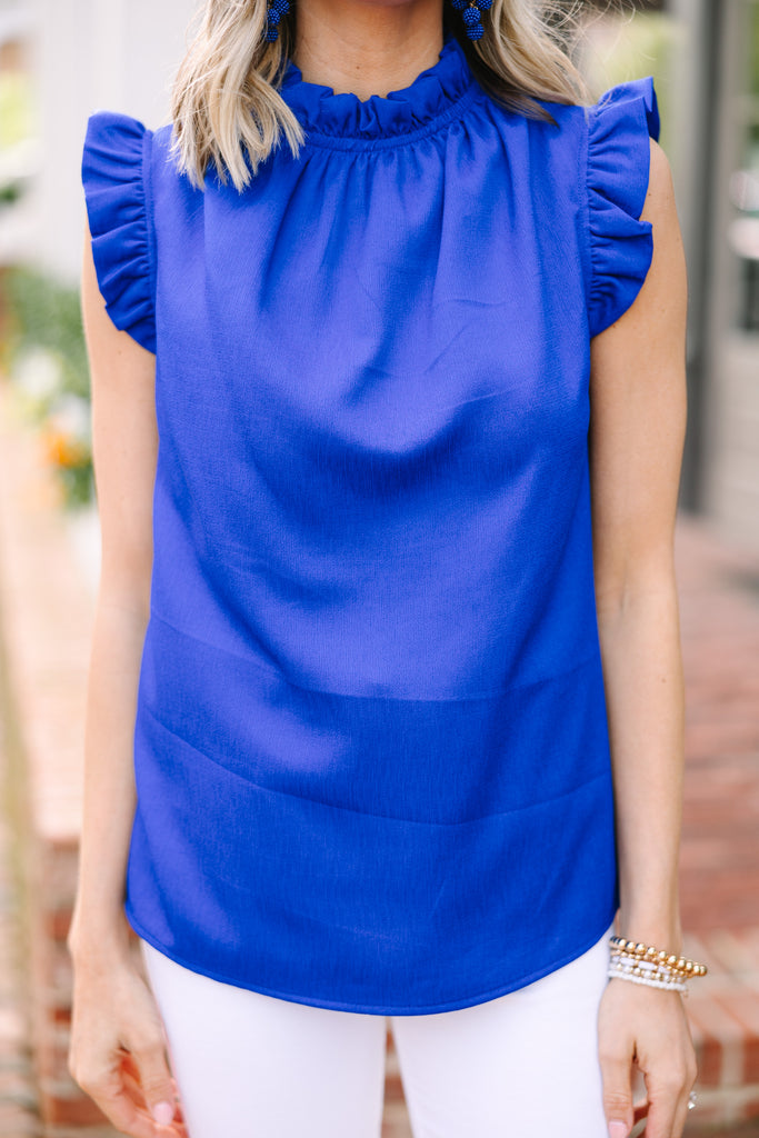 Frilly Fun Royal Blue Tank - Ruffled Detail Top – Shop the Mint