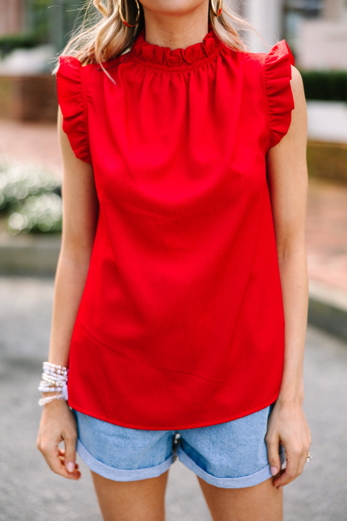 Chic Feminine Red Tank - Ruffled Tank – Shop the Mint