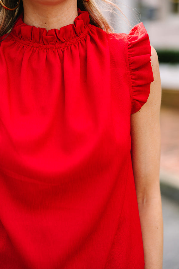 Chic Feminine Red Tank - Ruffled Tank – Shop the Mint