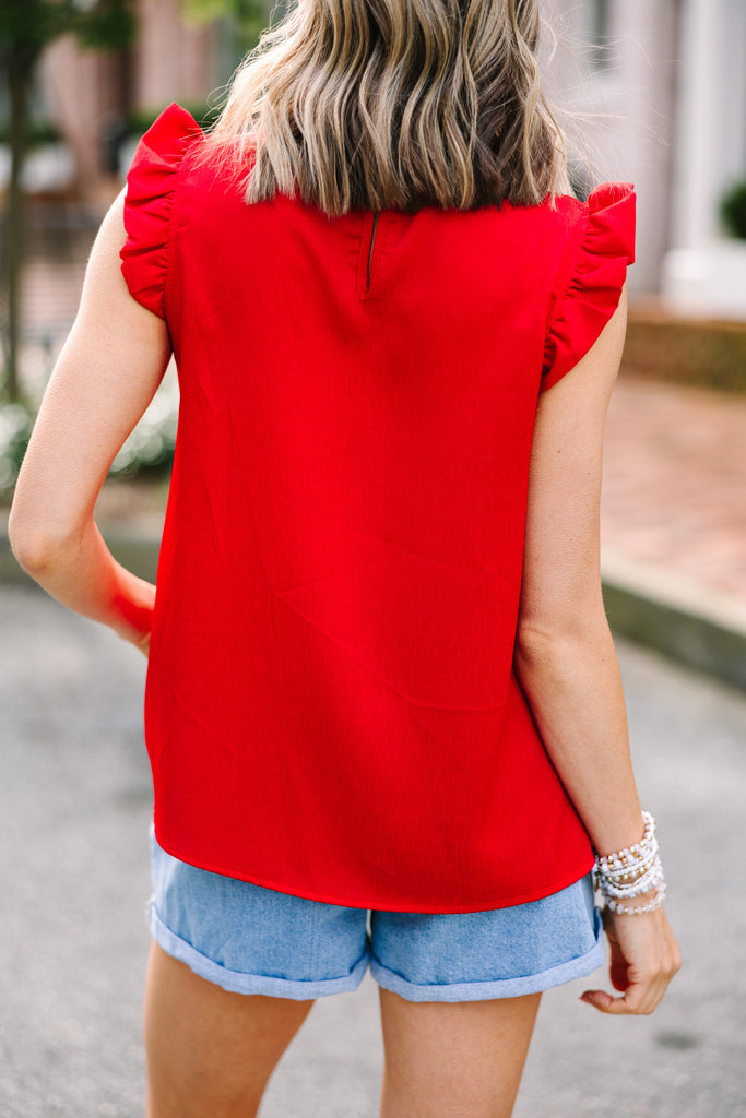 Chic Feminine Red Tank - Ruffled Tank – Shop the Mint